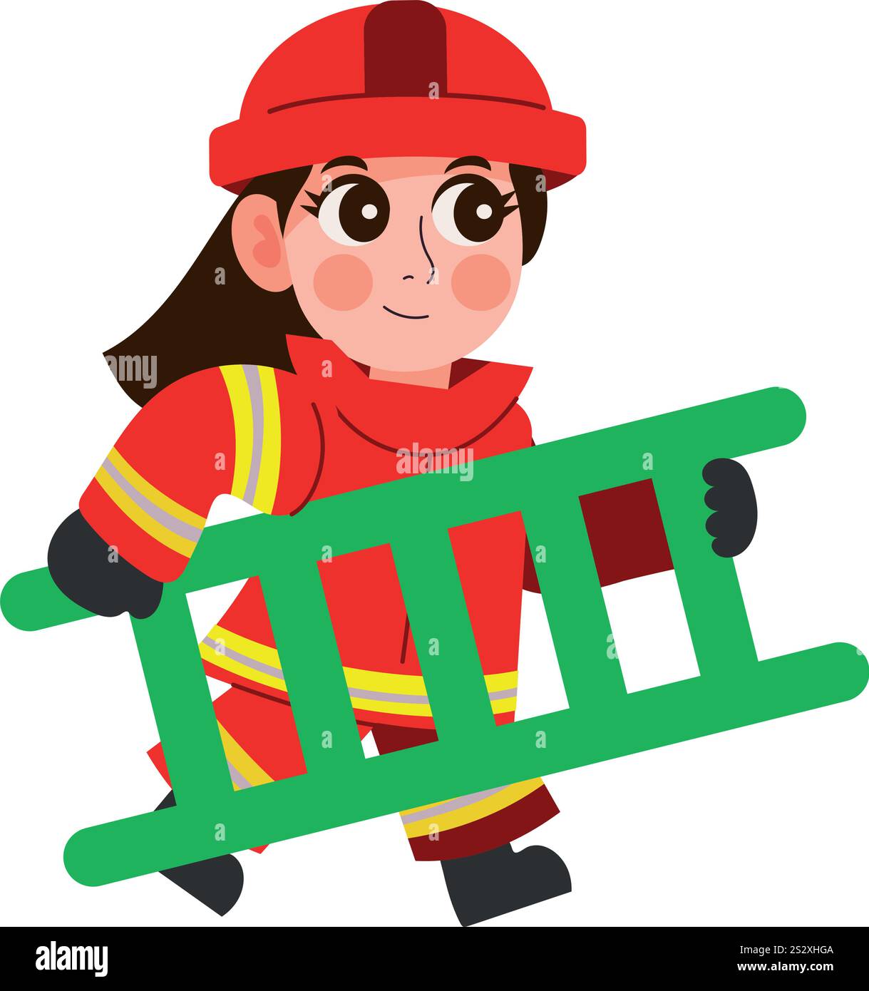 firefighter girl with ladder Stock Vector Image & Art - Alamy