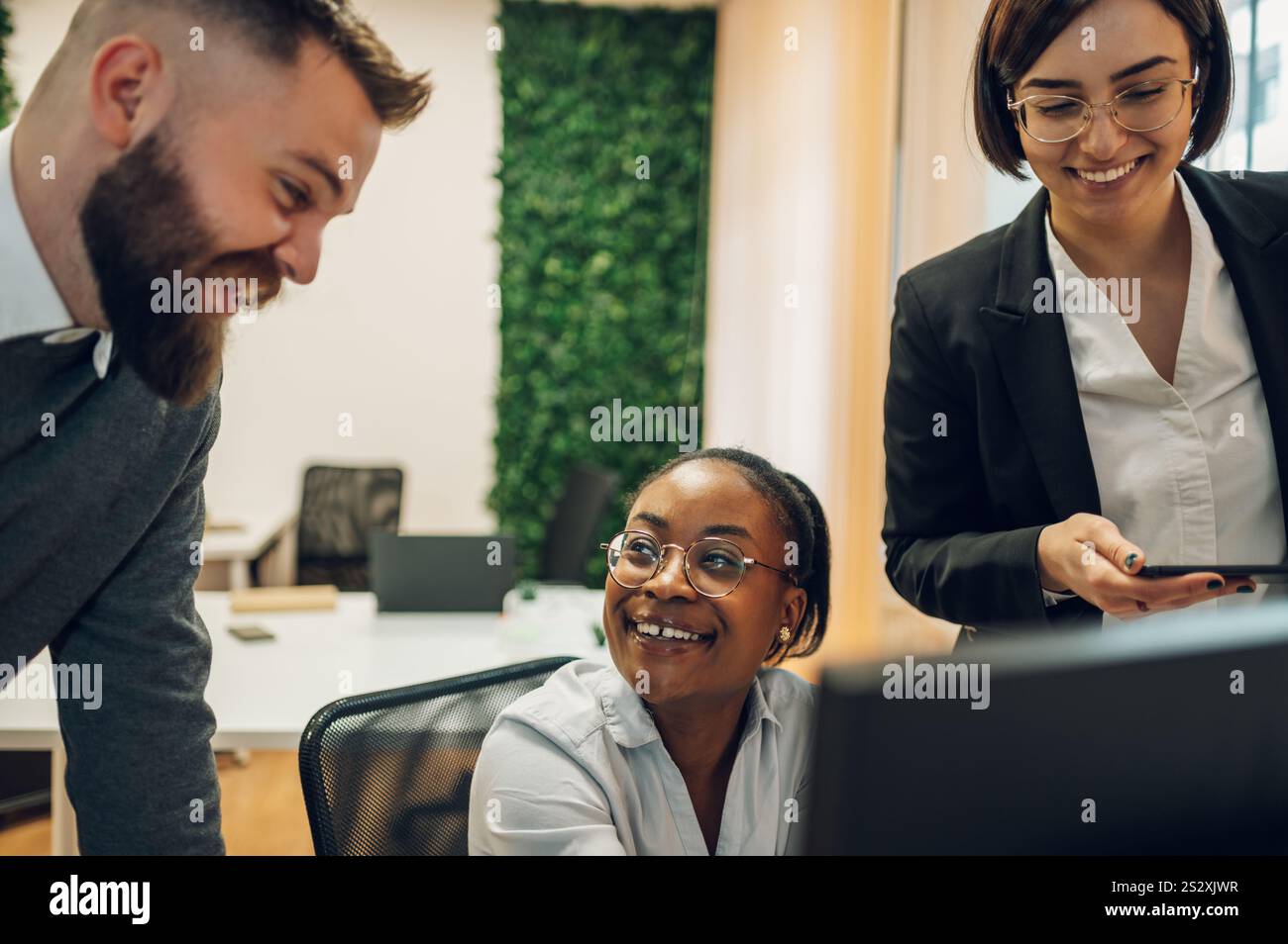 Team leader analyzing sales data statistics or explaining marketing ...