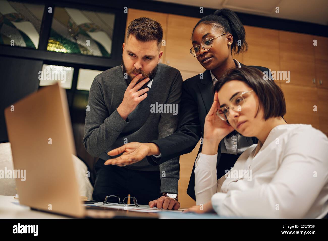 Stressed overwhelmed business colleagues feeling tired at corporate ...