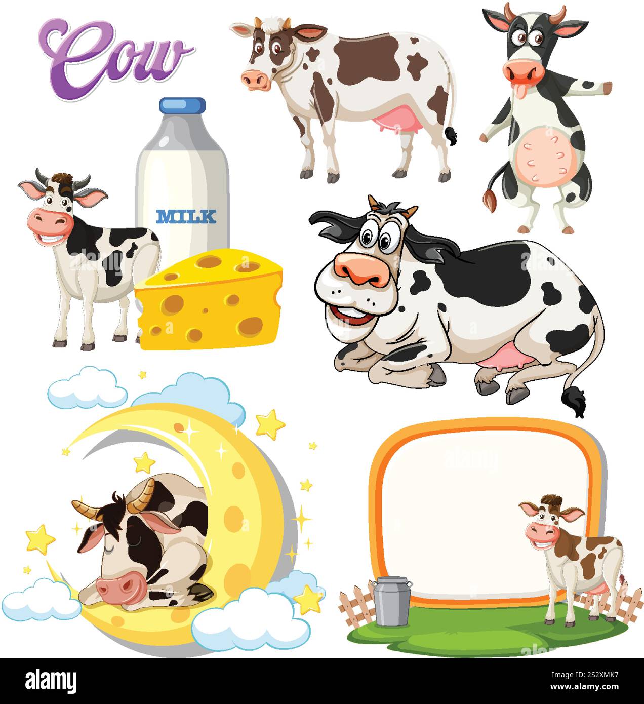 Cow barn night Stock Vector Images - Alamy