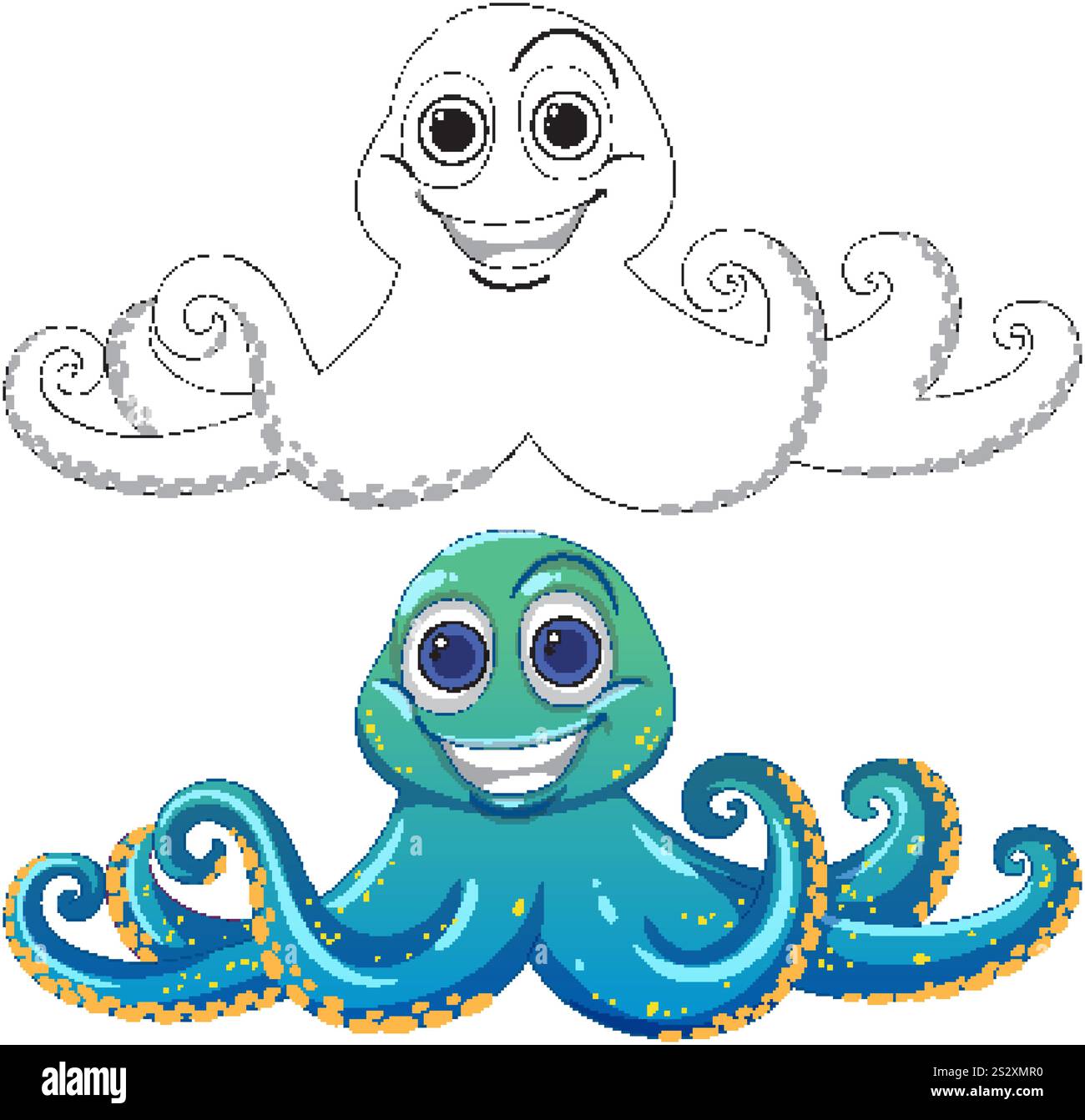 Smiling octopus with vibrant colors and patterns Stock Vector Image ...