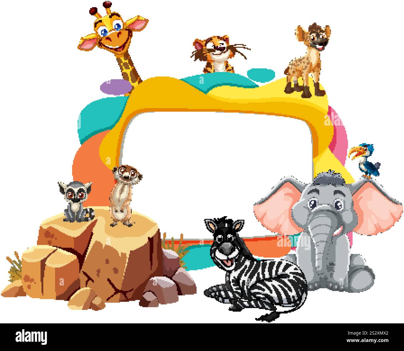 Cute animals gathered around a vibrant frame Stock Vector Image & Art ...