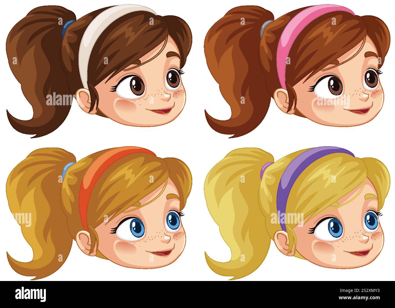Four cartoon faces with different hair colors Stock Vector Image & Art ...