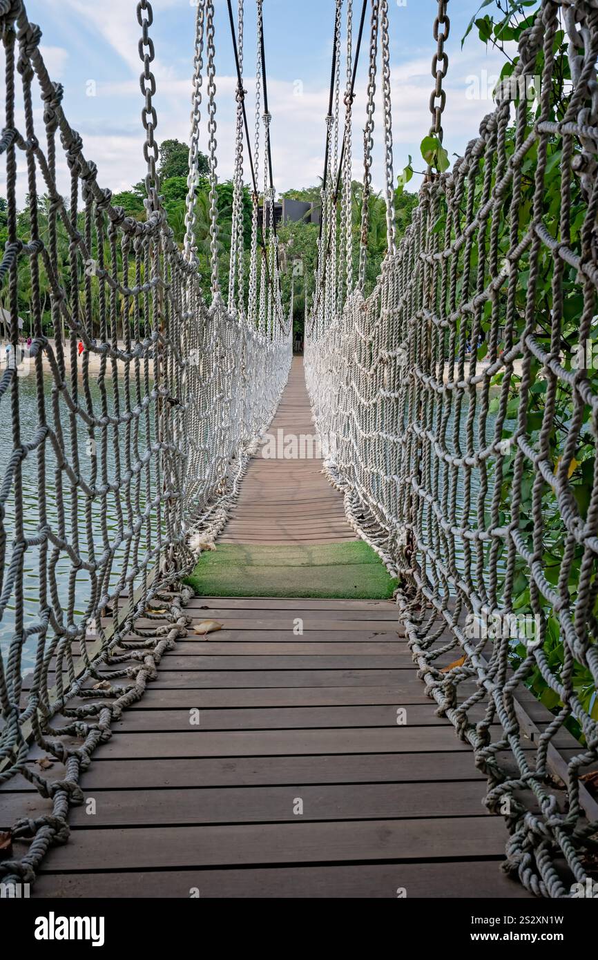 Palawan beach rope suspension bridge Singapore, southernmost point Asia ...