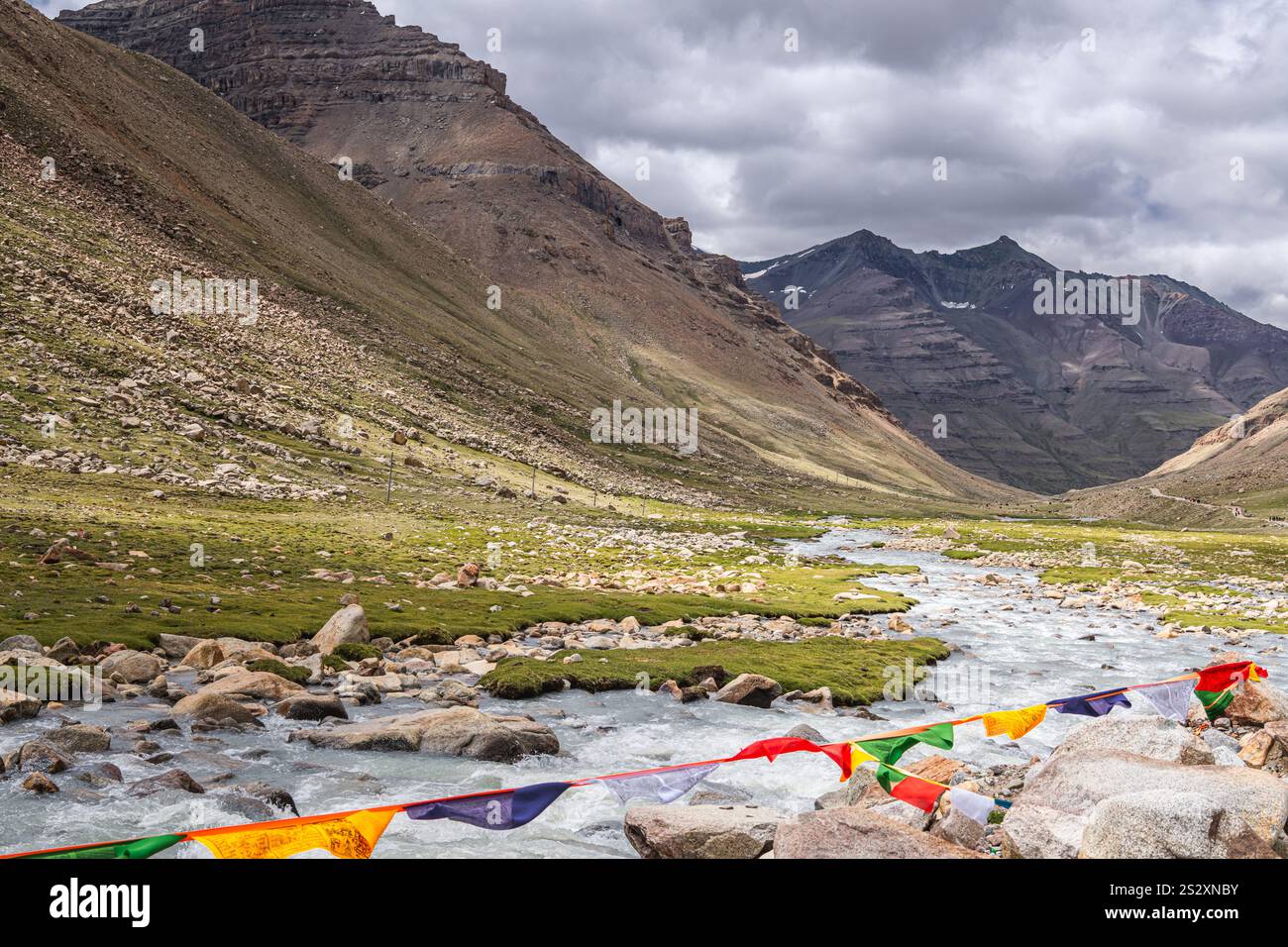 The path around Mount Kailash and a mountain river, kora around Kailash ...
