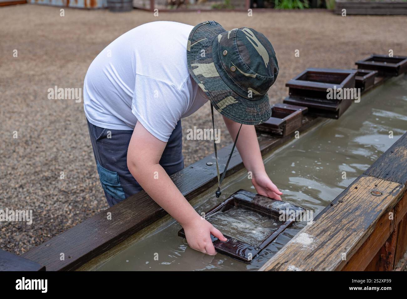 boy child panning for gold, education learning history historical ...
