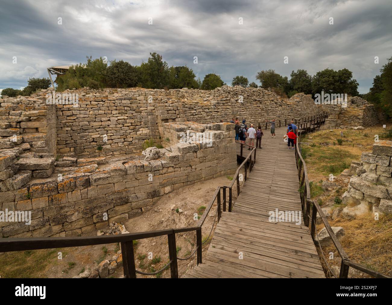 Canakkale, Turkey - 16 September 2024: Guided tourists in the ancient ...