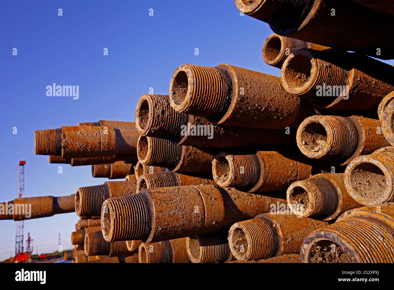 Oil drill pipe Stock Photo - Alamy