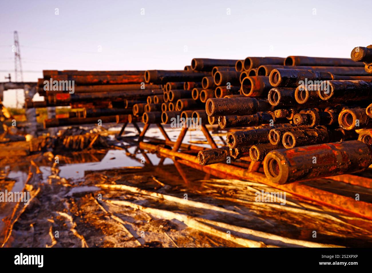 Oil drill pipe Stock Photo - Alamy