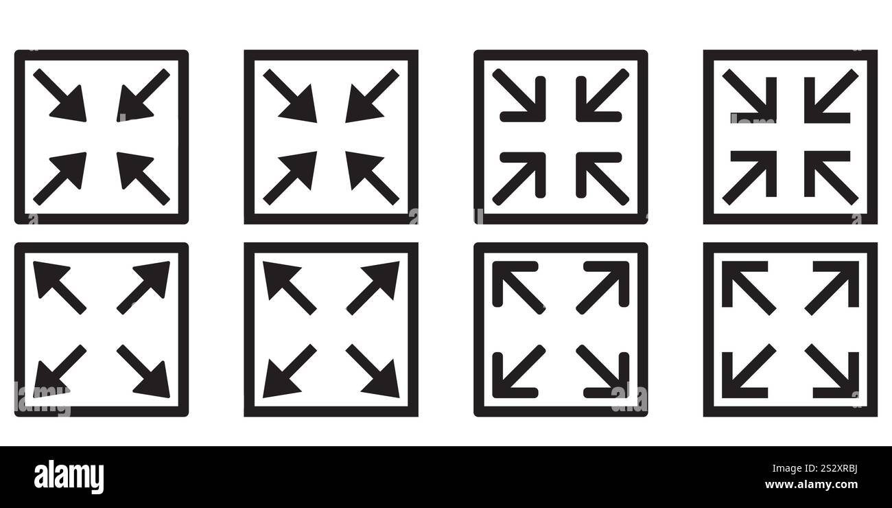 Full screen and exit full screen icon set Stock Vector Image & Art - Alamy