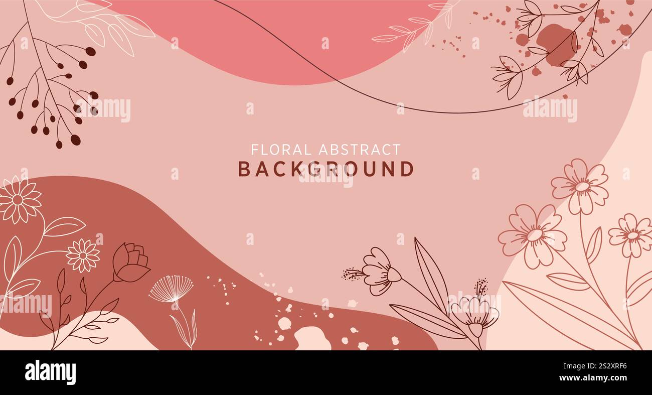Spring floral abstract clipart background. Flower outline drawing clip ...