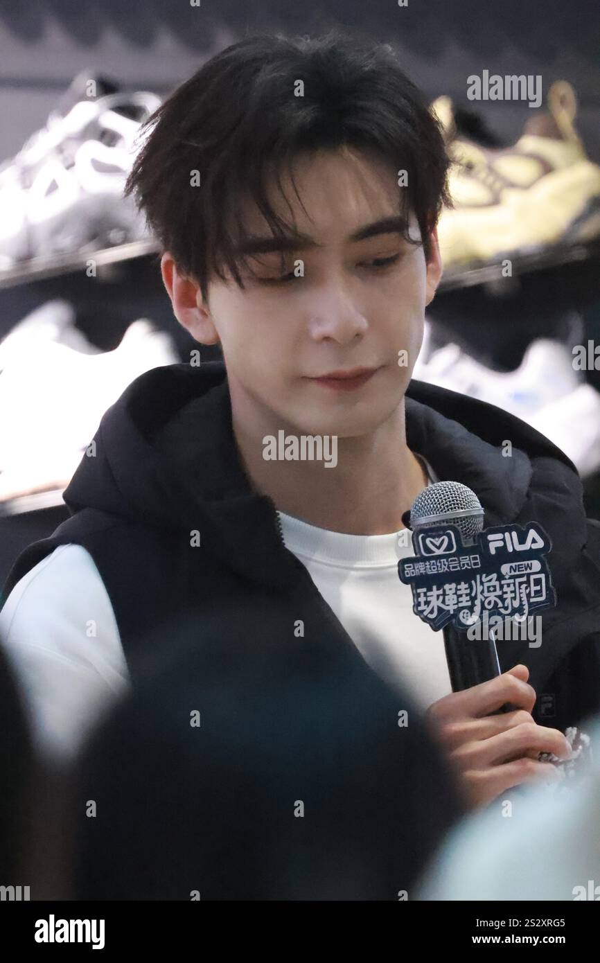 Chinese actor and model Chen Xingxu attends an activity in Chengdu City ...