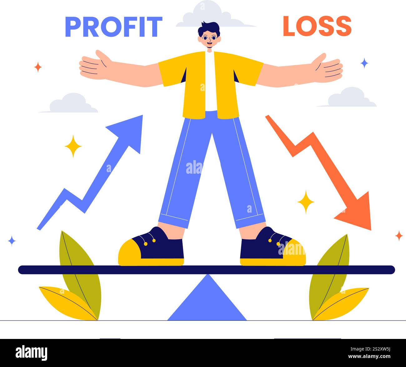Profit and Loss Vector Illustration Featuring Investment Gains ...