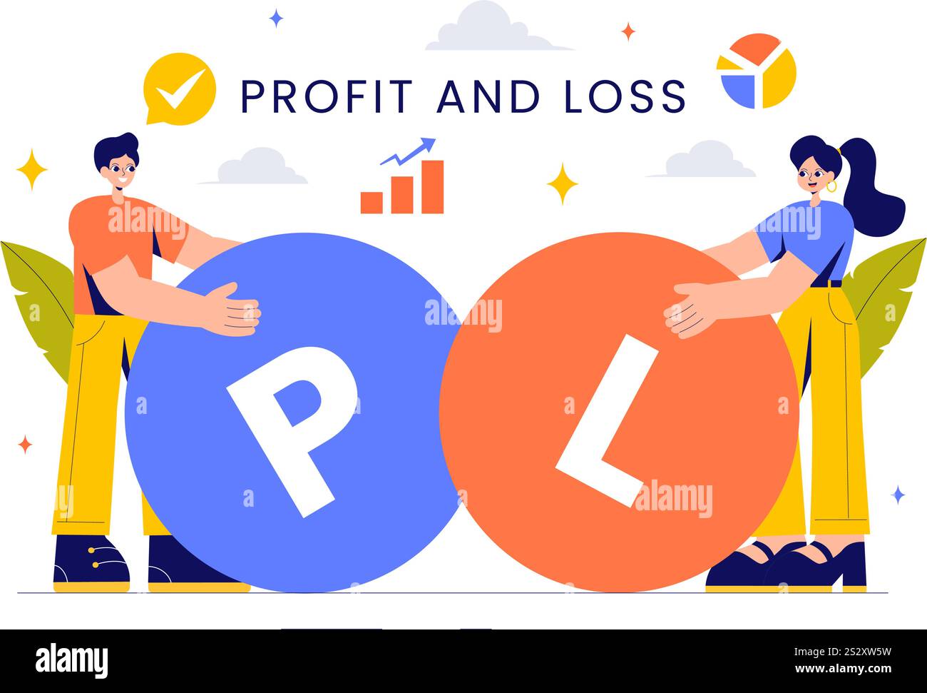 Profit and Loss Vector Illustration Featuring Investment Gains ...