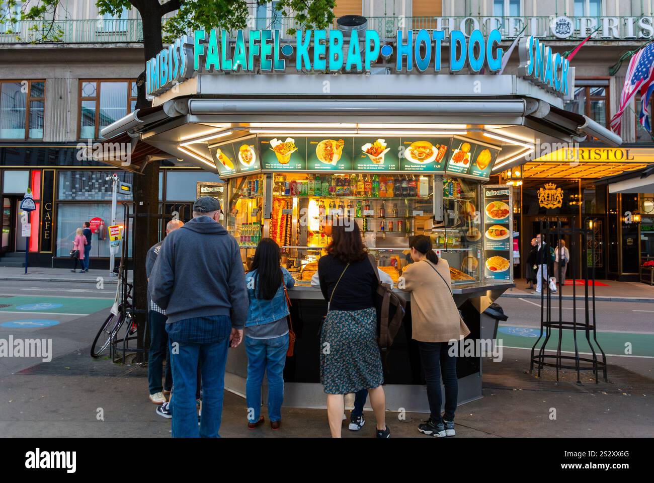 Vienna, Austria, Street Scene, Group people, Buying Street Food at ...