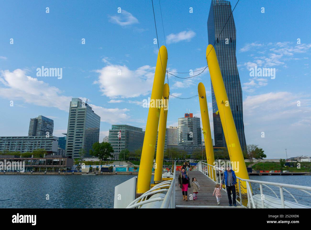 Vienna, Austria, Scenic View, People Visiting Renovated Danube River ...