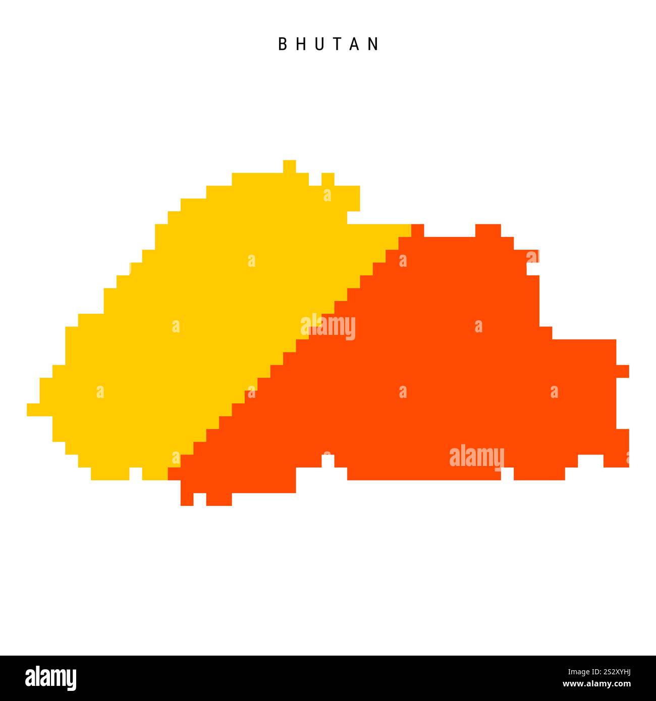 Bhutan pixel flag map icon. Flat vector illustration isolated on white ...