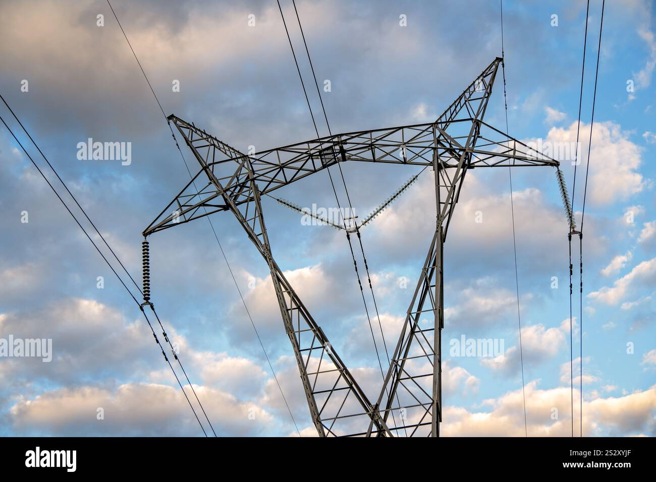 Electricity energy transmission tower, fossil fuel infrastructure ...