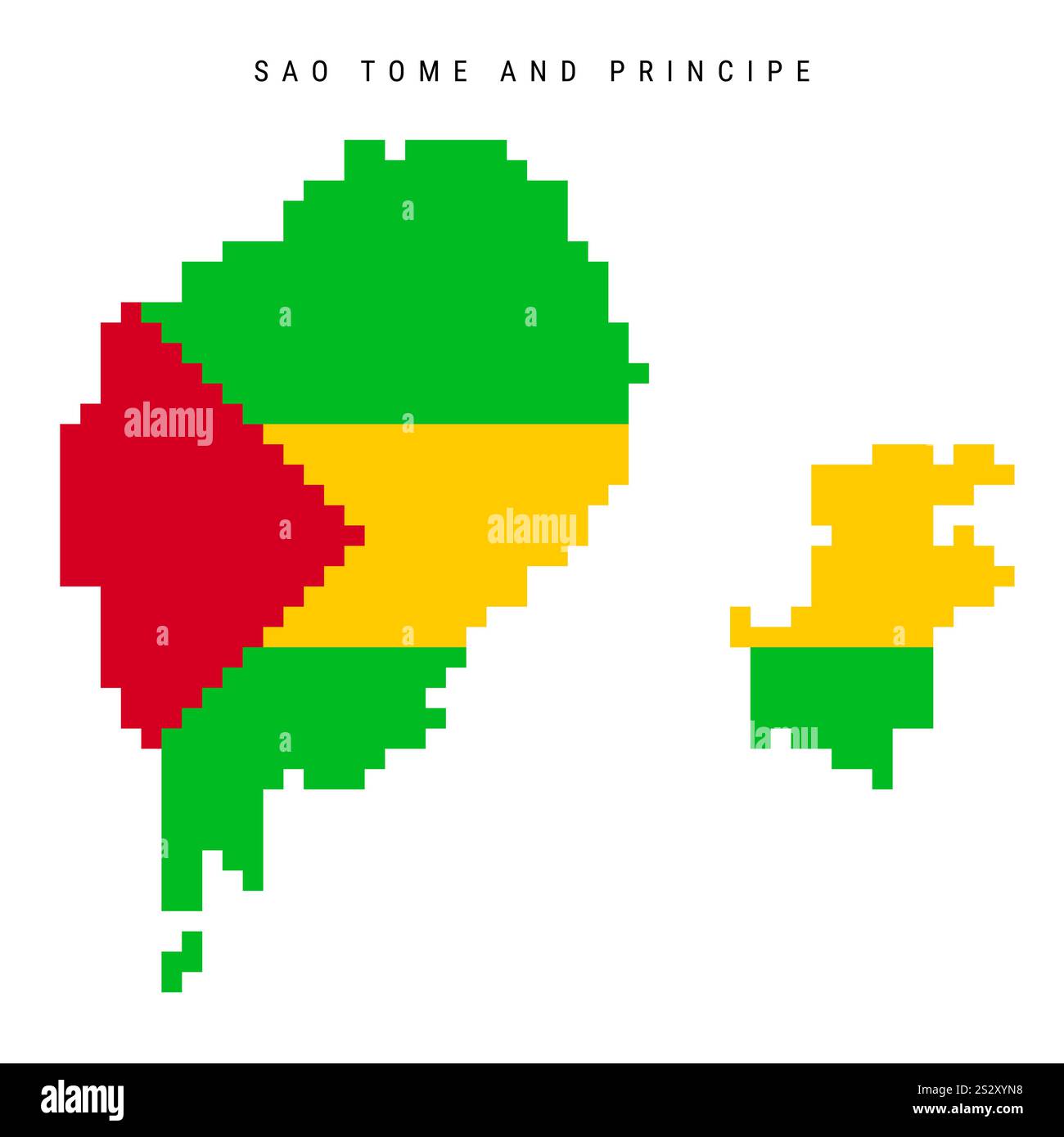 Sao Tome and Principe pixel flag map icon. Flat vector illustration ...