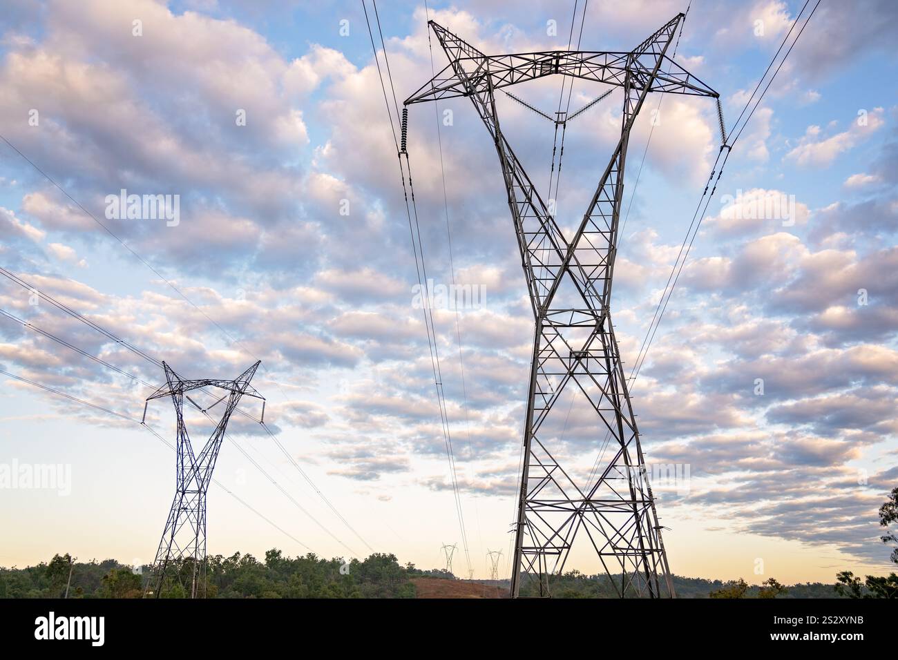 Electricity energy transmission tower, fossil fuel infrastructure ...