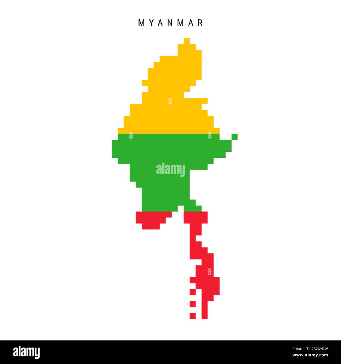 Myanmar pixel flag map icon. Flat vector illustration isolated on white ...