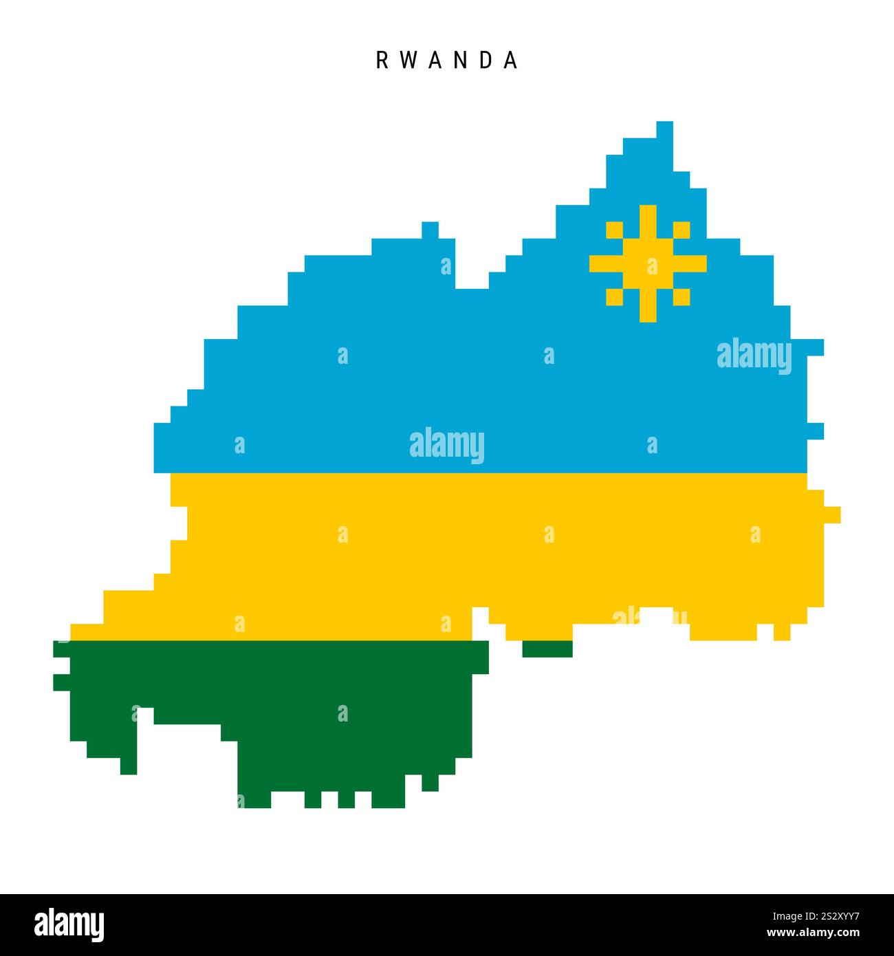 Rwanda pixel flag map icon. Flat vector illustration isolated on white ...