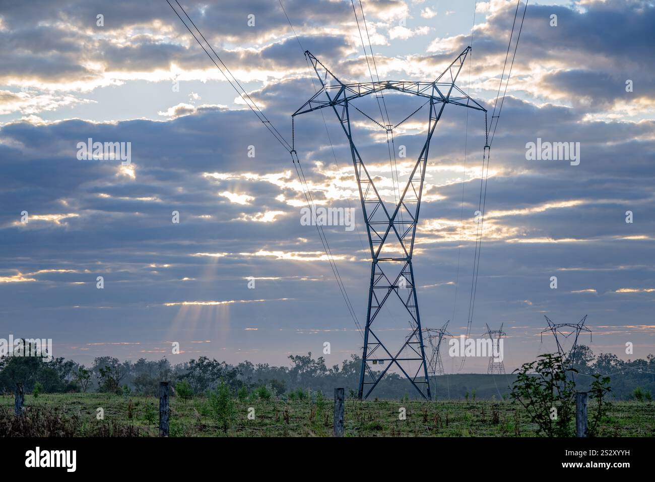 Electricity energy transmission tower, fossil fuel infrastructure ...