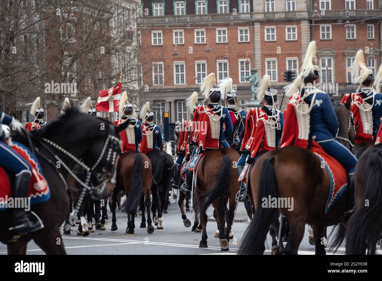 Guard Hussar Regiment's Mounted Squadron seen along a street during the ...