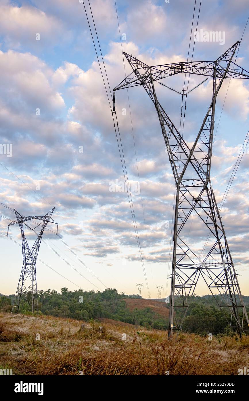Electricity energy transmission tower, fossil fuel infrastructure ...