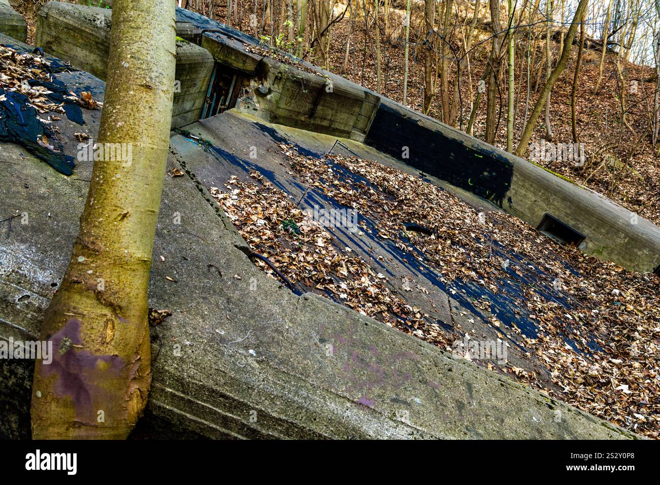 An old military bunker for soldiers on the Redlowski Cliff, a military ...