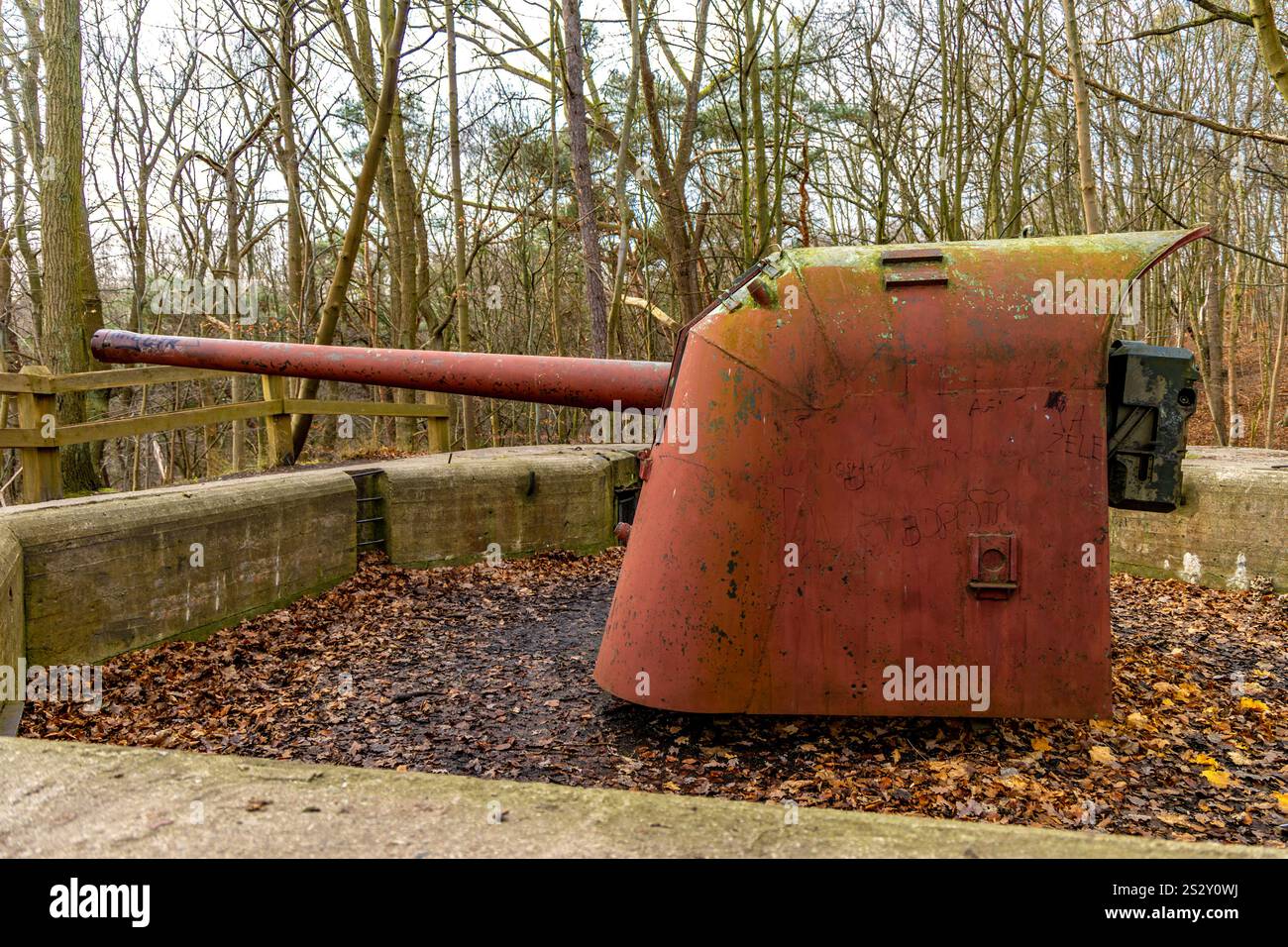 Fire pits in the forest on the coast in Gdynia, military monuments ...