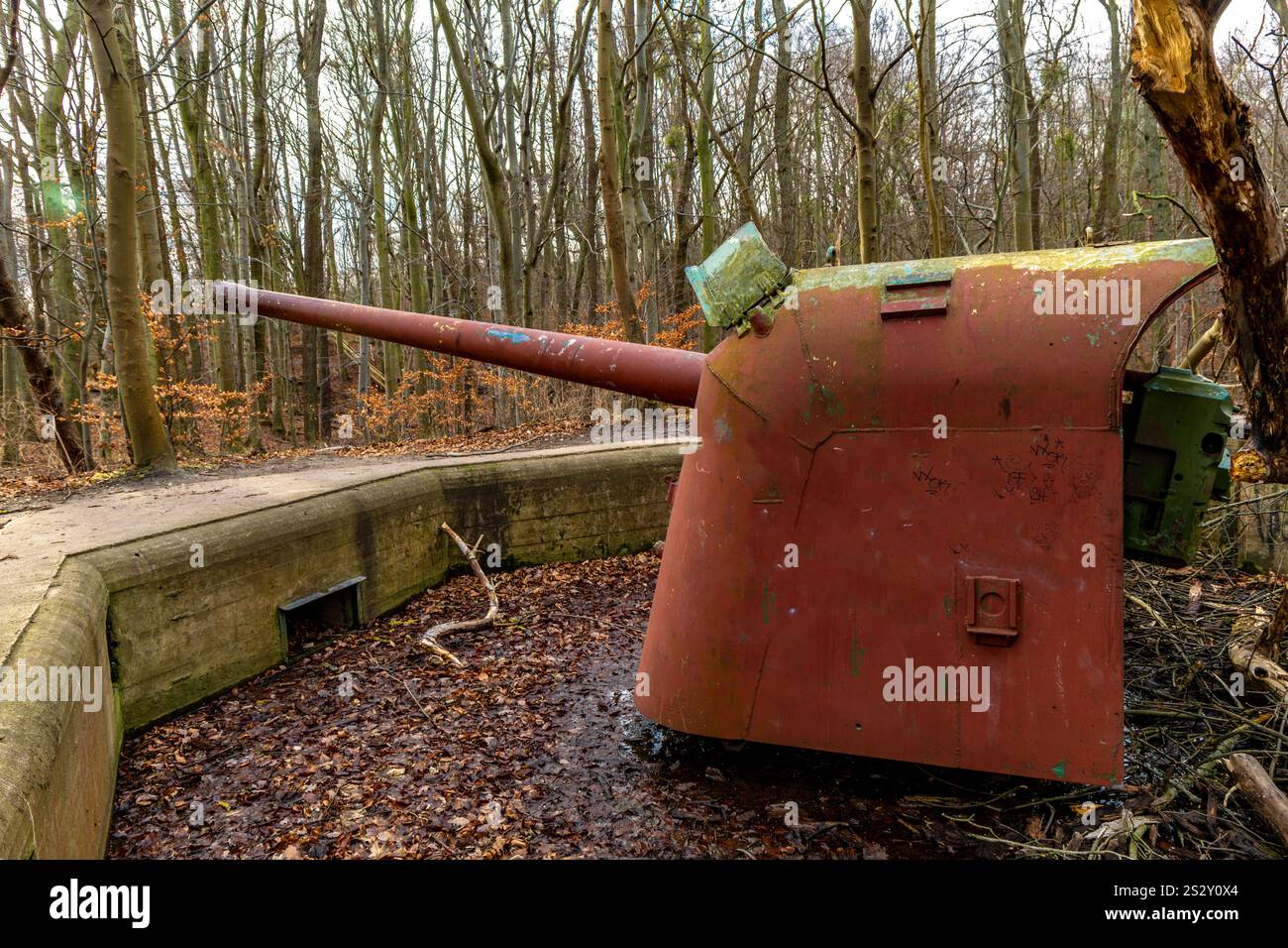 Fire pits in the forest on the coast in Gdynia, military monuments ...