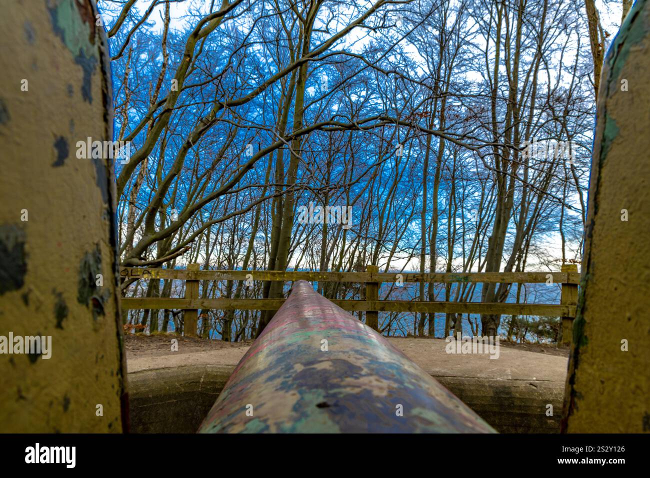 Fire pits in the forest on the coast in Gdynia, military monuments ...