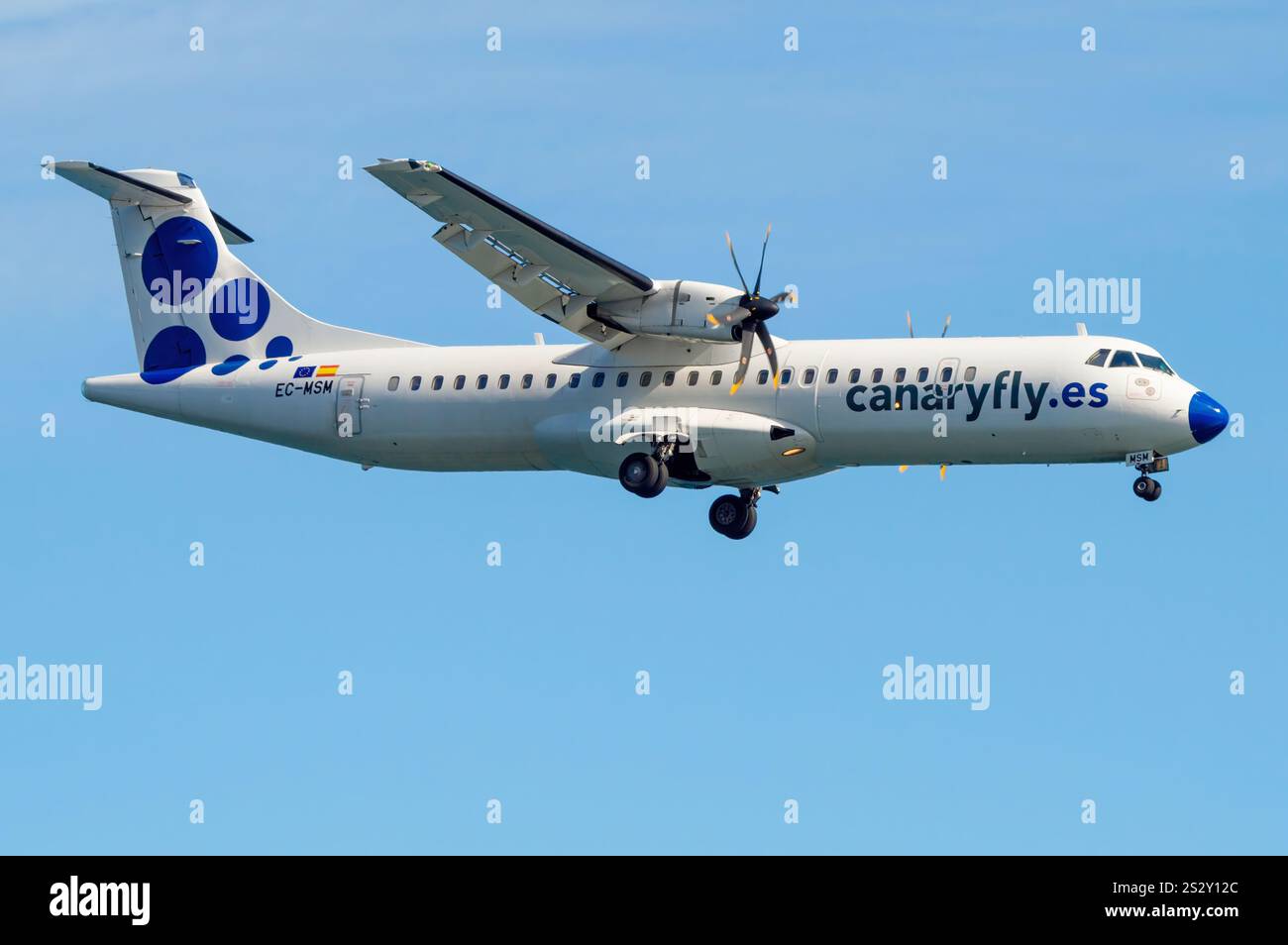 Propeller airliners. Canaryfly airline ATR 72 turboprop airliner ...
