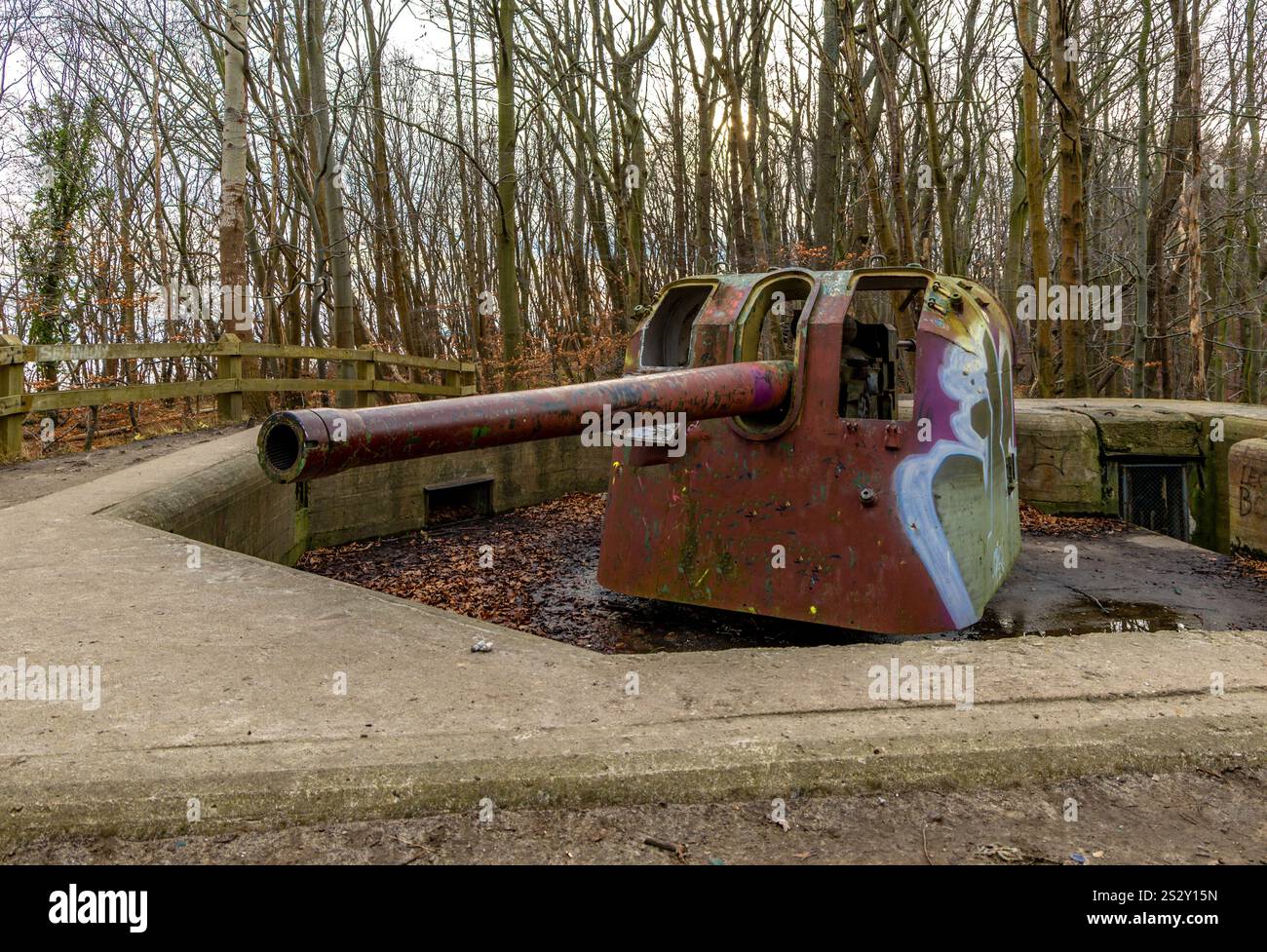 Fire pits in the forest on the coast in Gdynia, military monuments ...