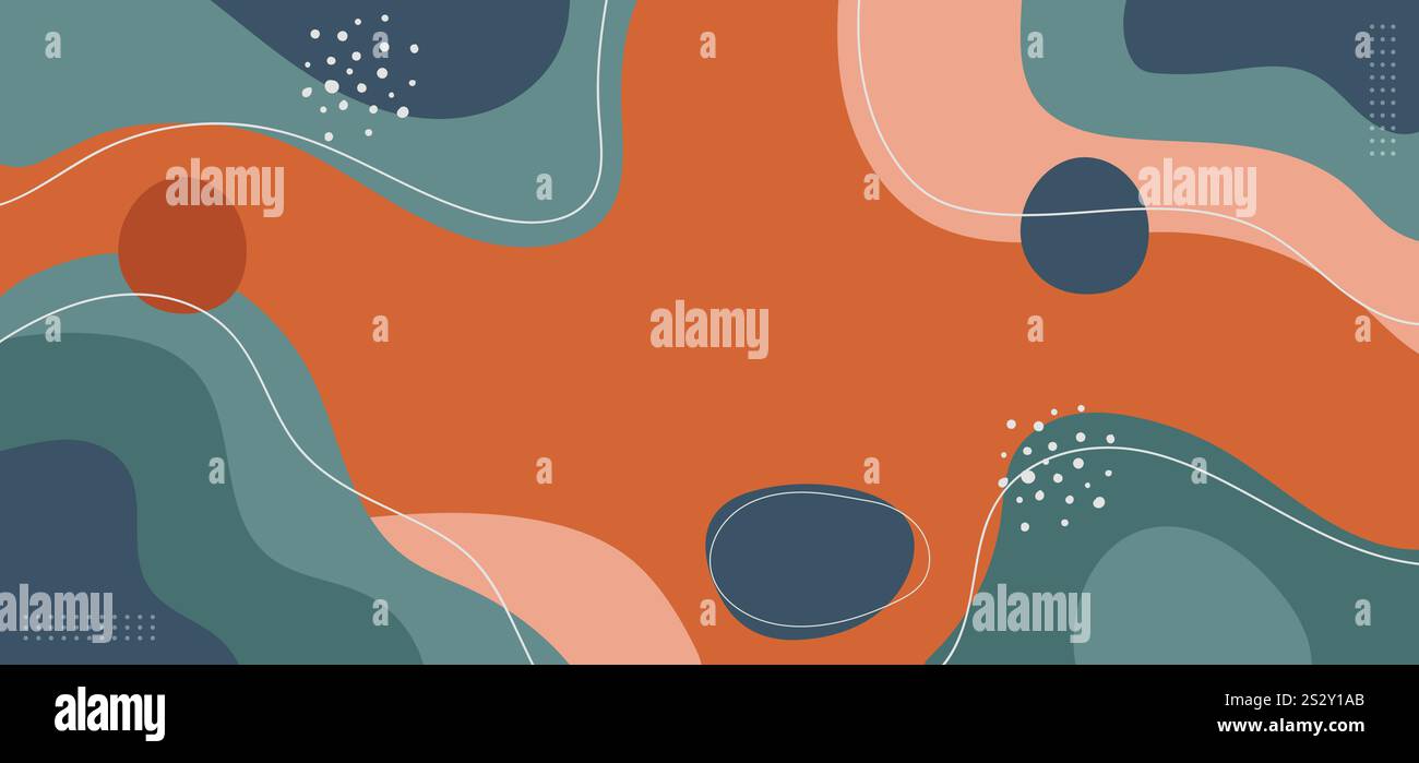 Trendy hand-drawn nature background in pastel colors.Vector ...