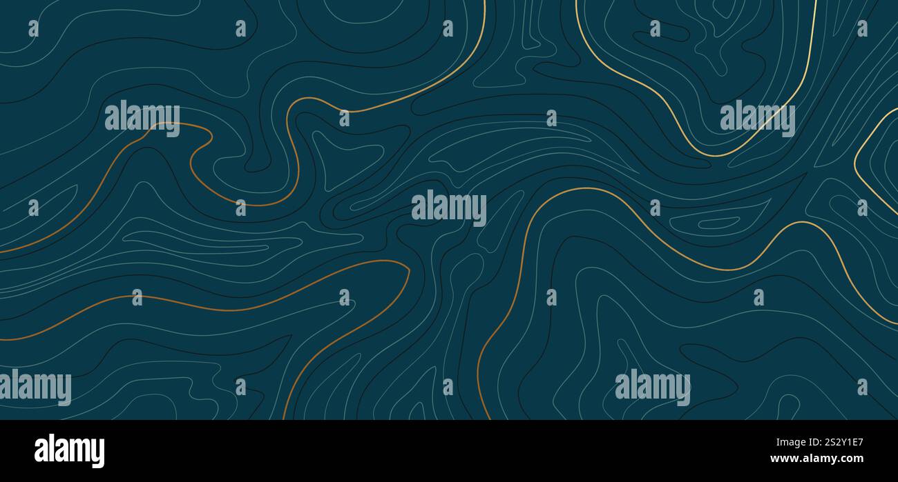 Abstract gold line topography map contour with green background.Vector ...