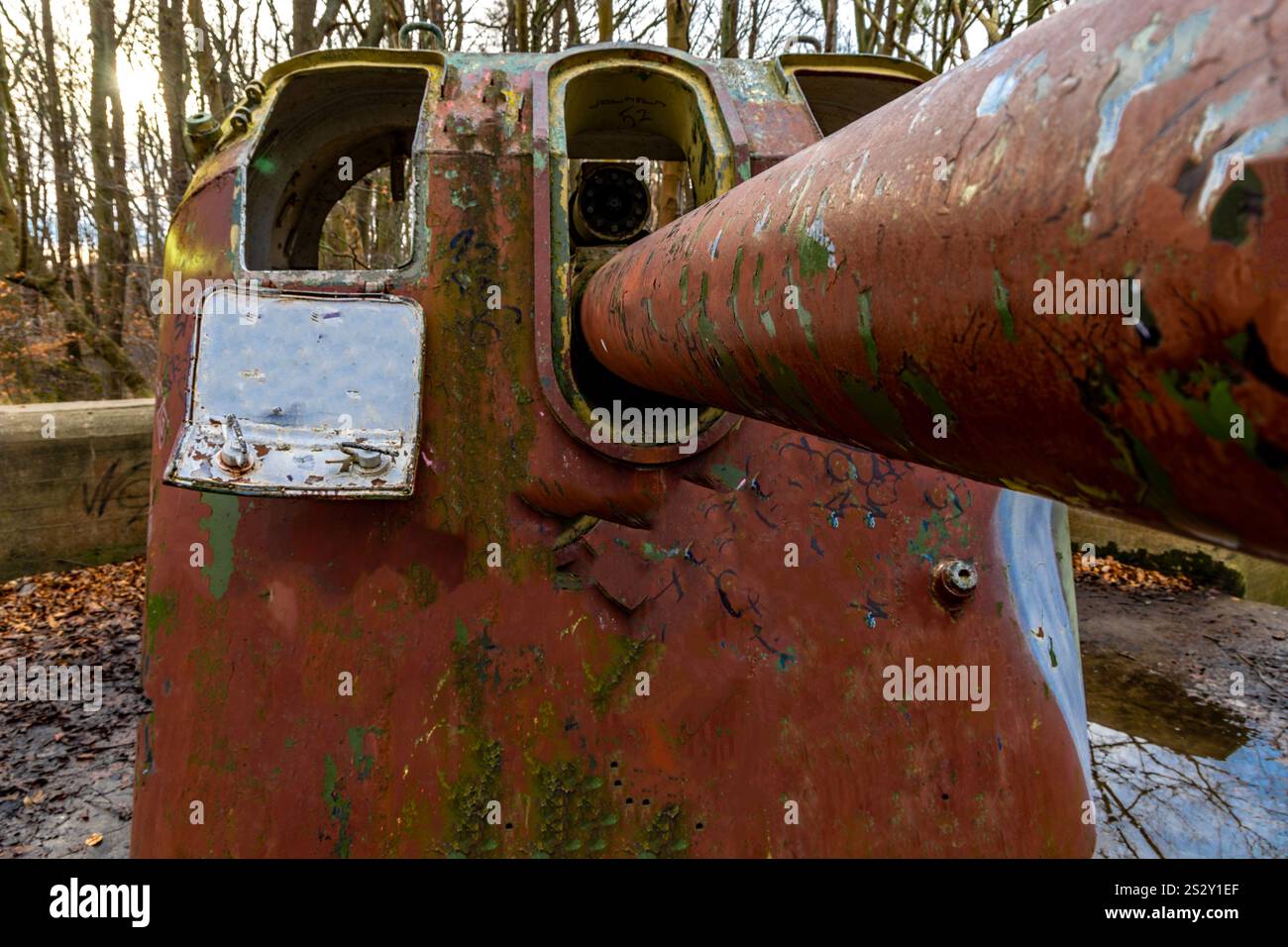 Fire pits in the forest on the coast in Gdynia, military monuments ...