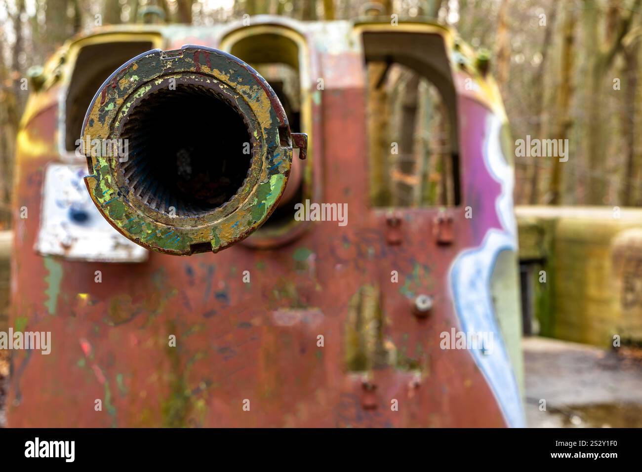 Fire pits in the forest on the coast in Gdynia, military monuments ...