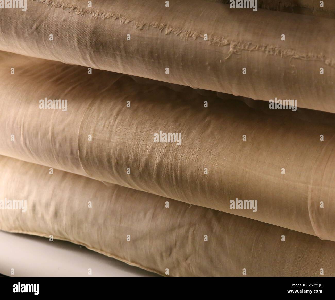 Clothing in ancient Egypt. Linen. Egyptian Museum of Turin. Italy Stock ...