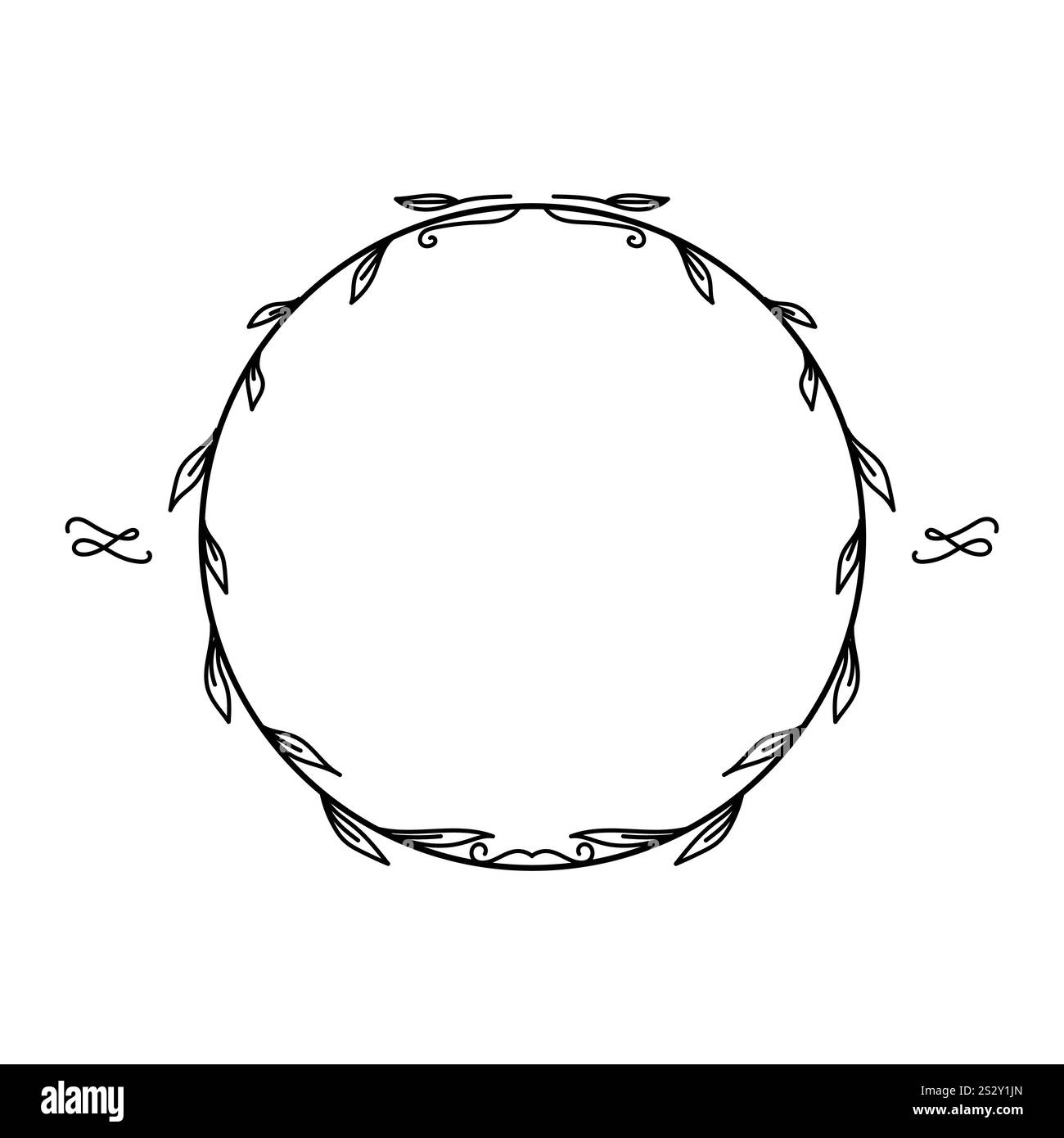 Hand-drawn botanical circle frame for wedding invitations Stock Vector ...