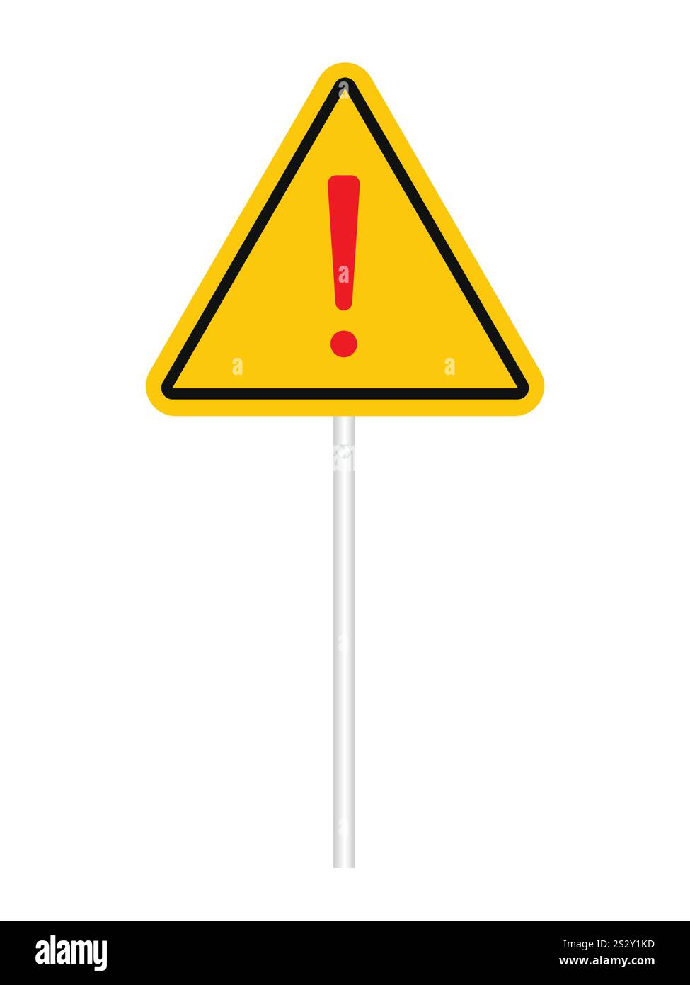 Warning triangle with exclamation mark and pole.Vector illustration ...