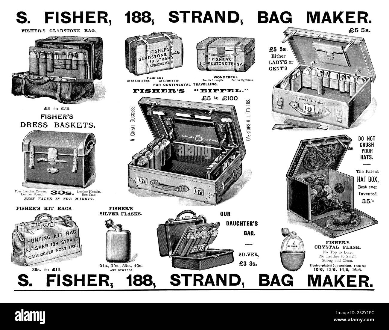 1900 British Victorian advertisement for S. Fisher, bag maker, of The ...