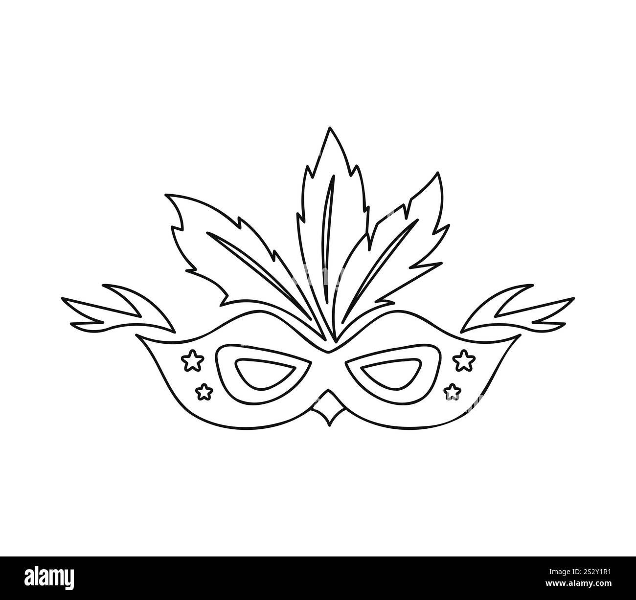 Feather mask line art for brazil carnival celebrations.Vector ...