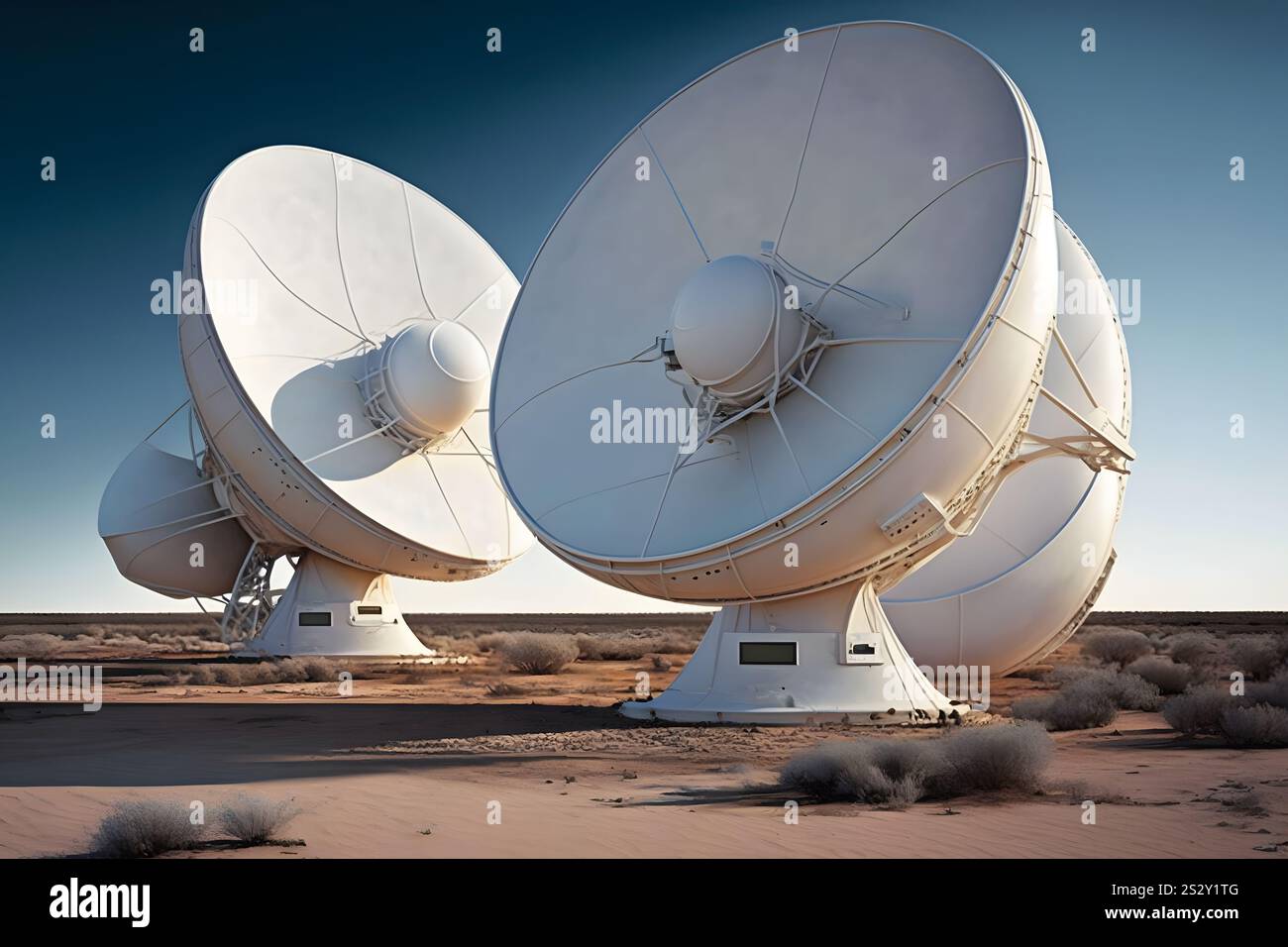 Group of radio telescope satellite dishes. VLA Very Large Array in ...