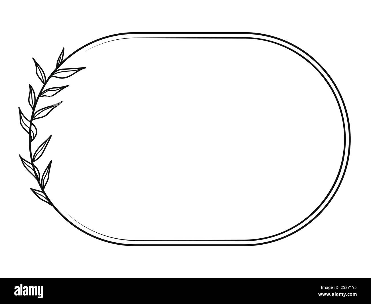 Floral horizontal hand-drawn frame with twigs leaves vector ...