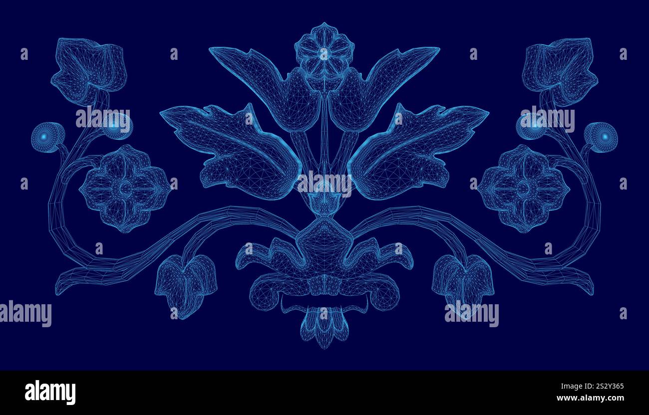 Blue floral design with a blue background. The flowers are very ...
