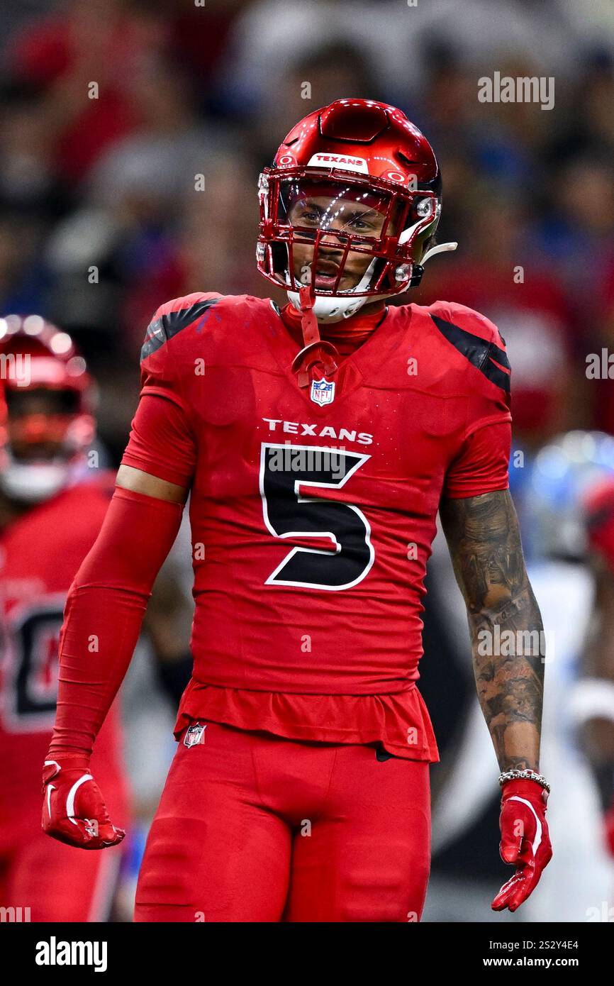 Houston Texans safety Jalen Pitre (5) looks on in the second half ...