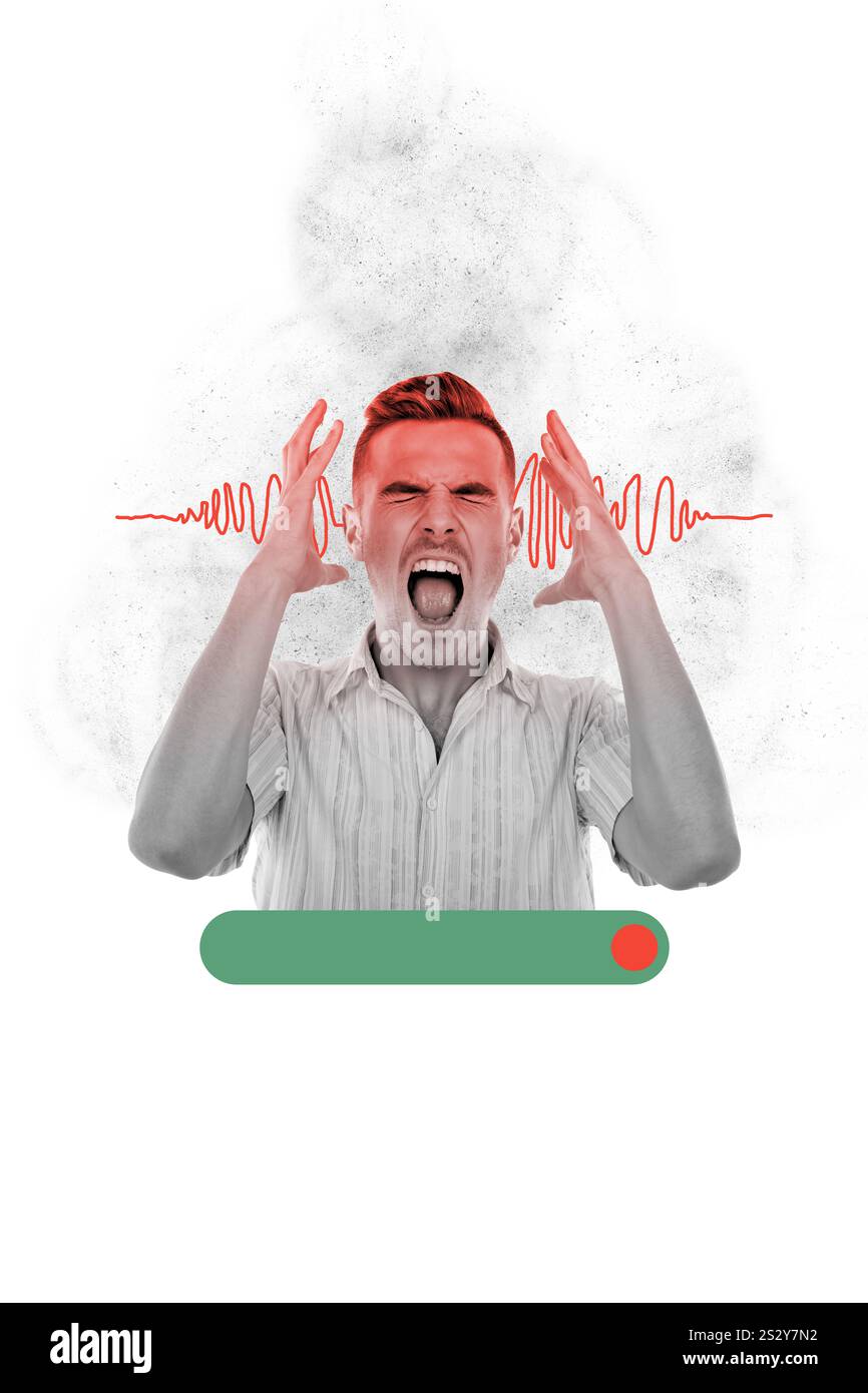 Collage trend artwork composite sketch poster of anxiety pressure worry ...