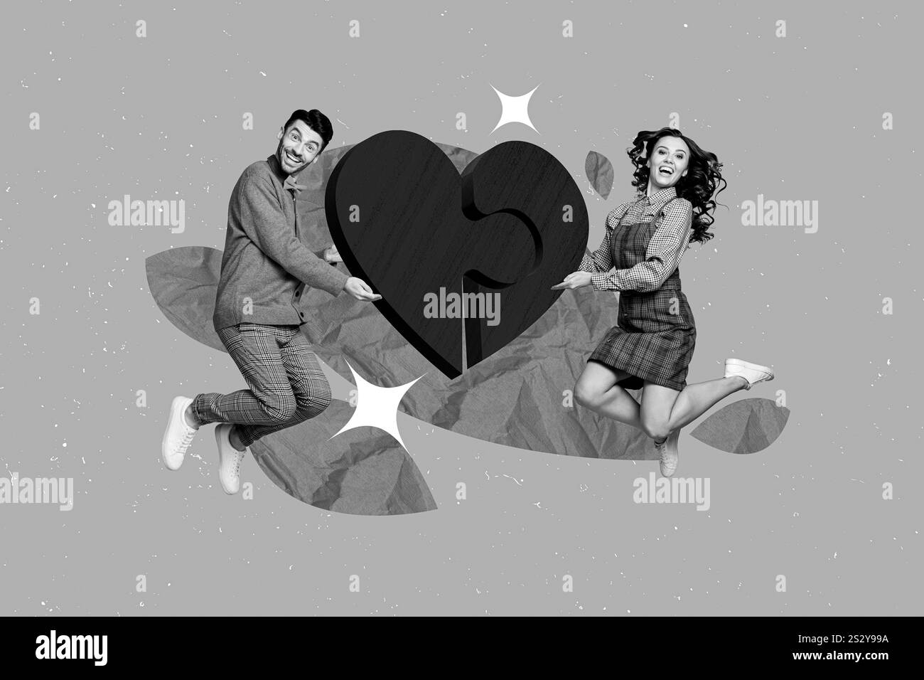 Illustration collage artwork two Black and White Stock Photos & Images ...